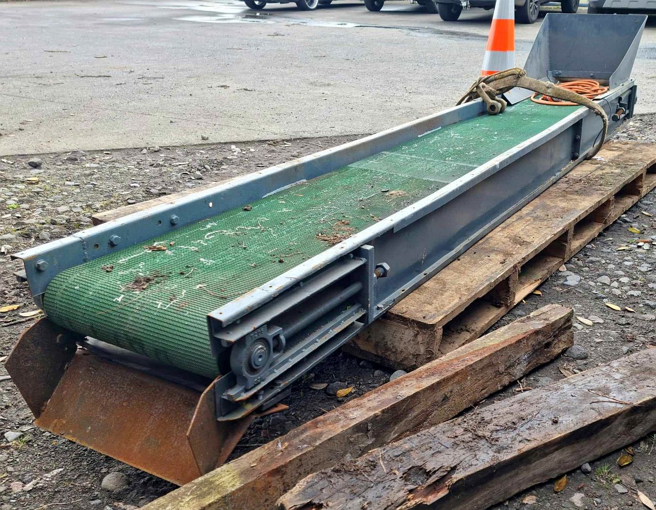 Secondhand Grip Belt Conveyor For Sale NZ Steel Frame Hopper Fed